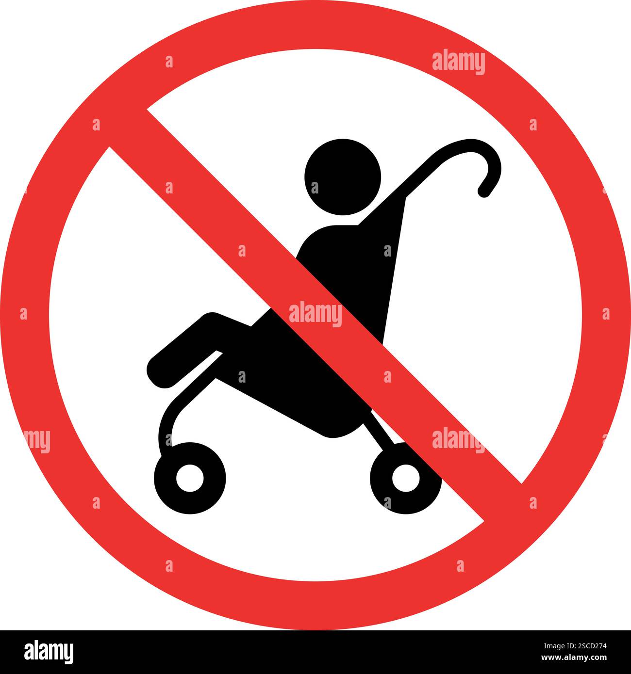 No strollers sign. Baby carriage not allowed. Forbidden Signs and ...
