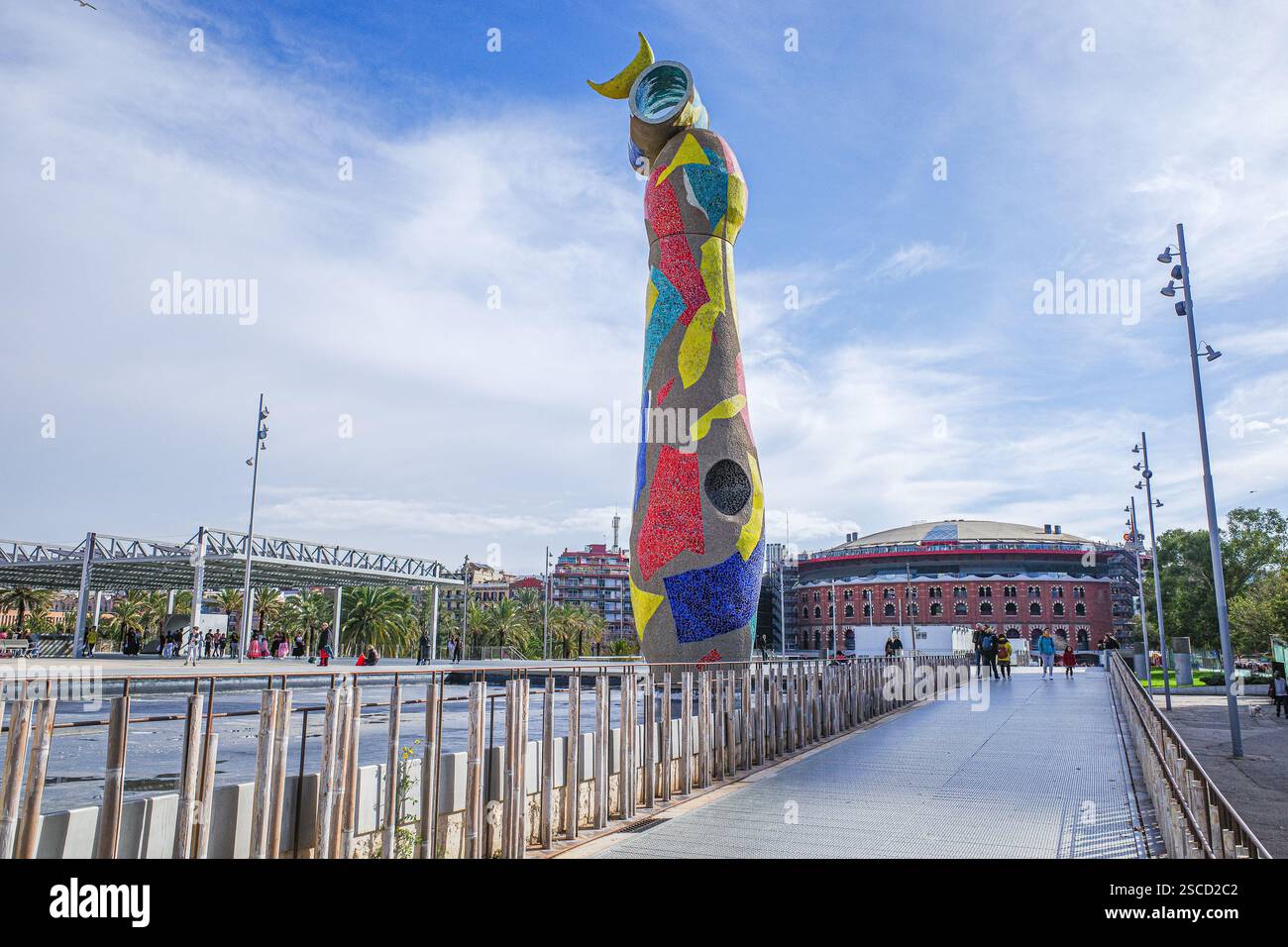 Barcelona, Spain - 2 Feb 2025: Surrealist sculpture 'Woman and Bird' by ...