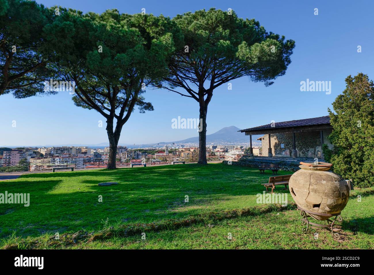 The landscape seen from the ruins of an ancient Roman villa in ...