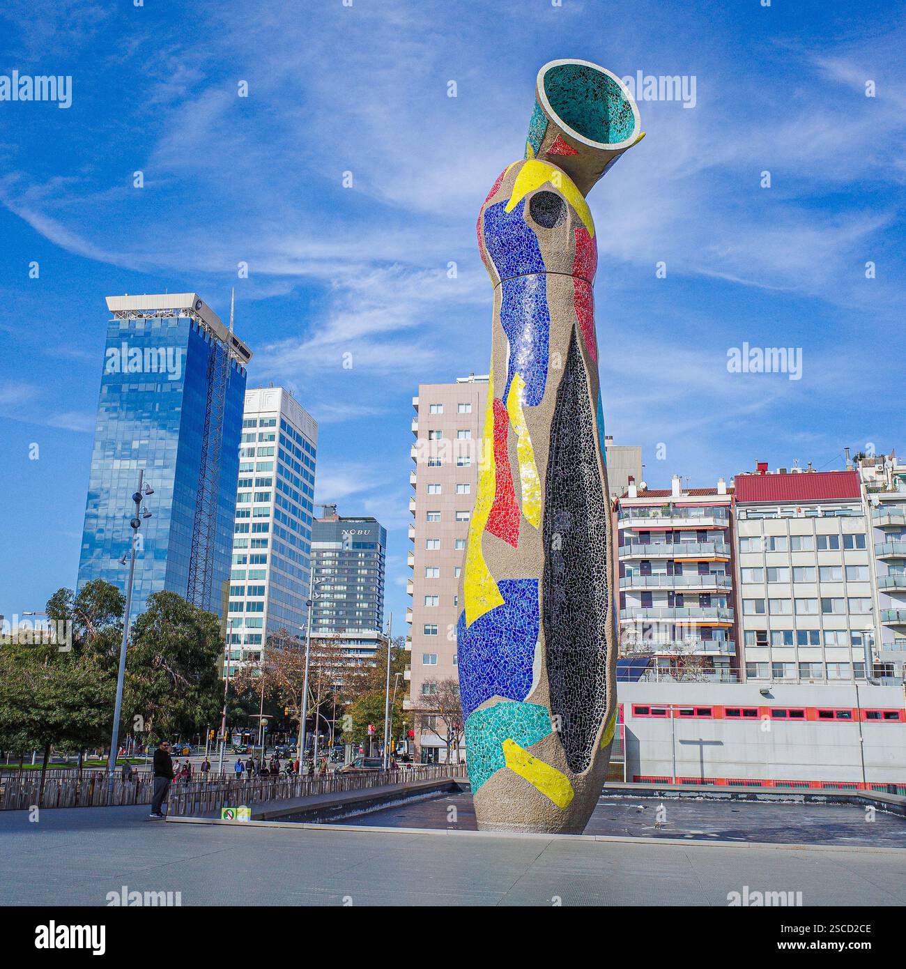Barcelona, Spain - 2 Feb 2025: Surrealist sculpture 'Woman and Bird' by ...
