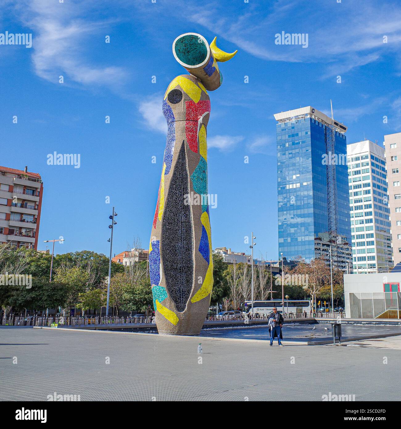 Barcelona, Spain - 2 Feb 2025: Surrealist sculpture 'Woman and Bird' by ...