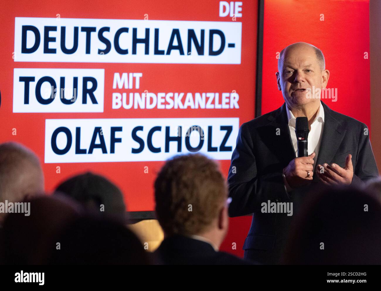 German Chancellor Olaf Scholz takes part in an SPD election campaign ...