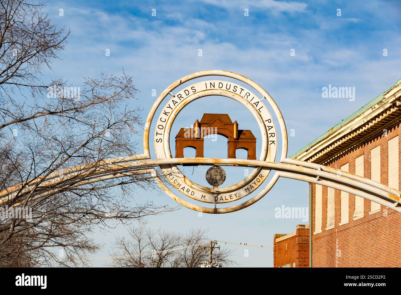 Stockyards Industrial park gate in the historic Back of the Yards ...