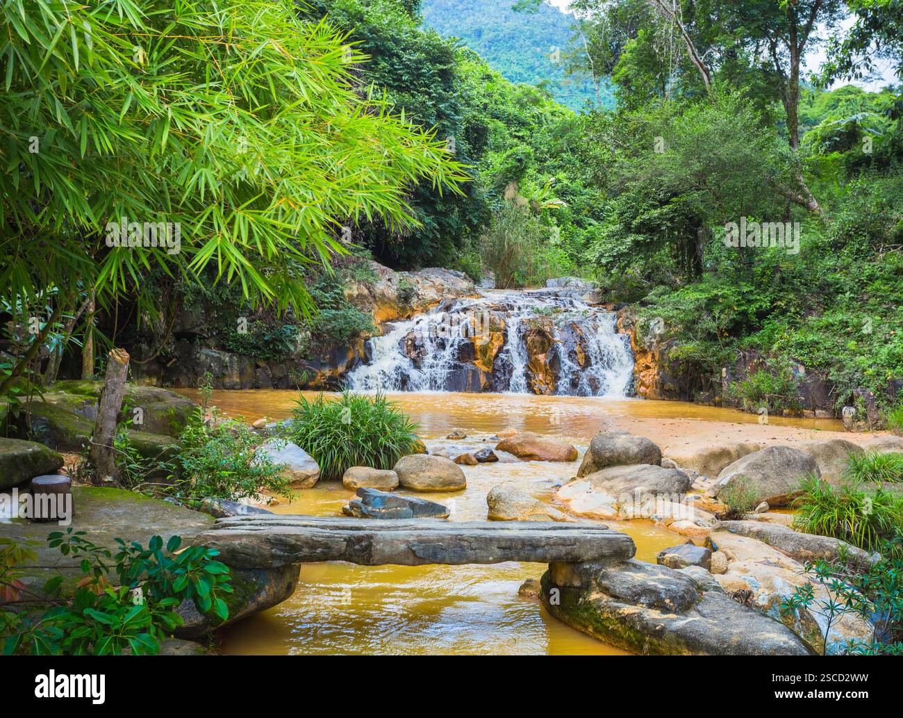 surroundings and landmarks of Yang Bay waterfall in Vietnam Stock Photo ...