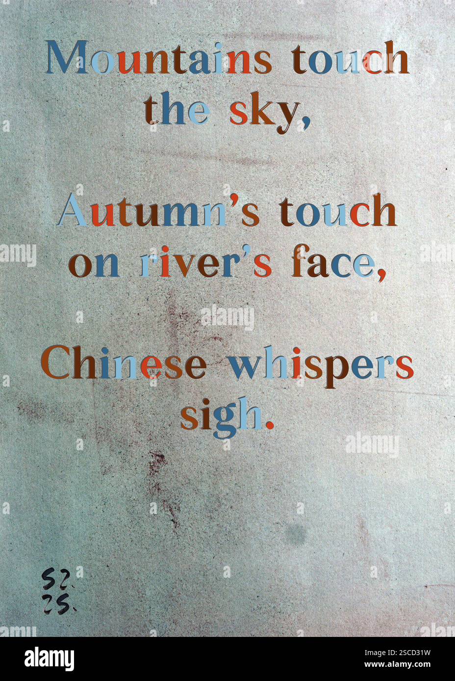 Mountains touch the sky, Autumn's touch on river's face, Chinese ...