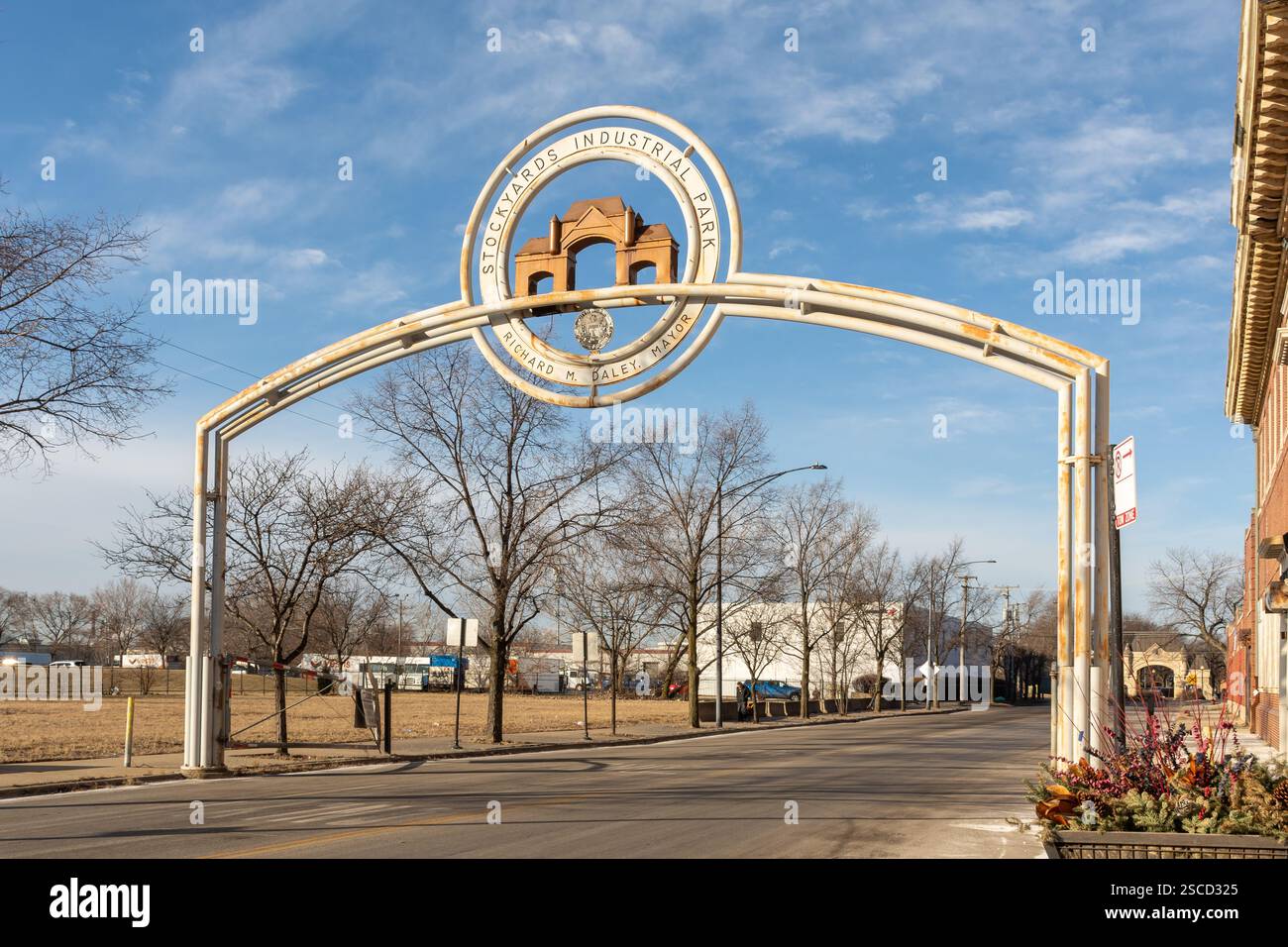 Stockyards Industrial park gate in the historic Back of the Yards ...