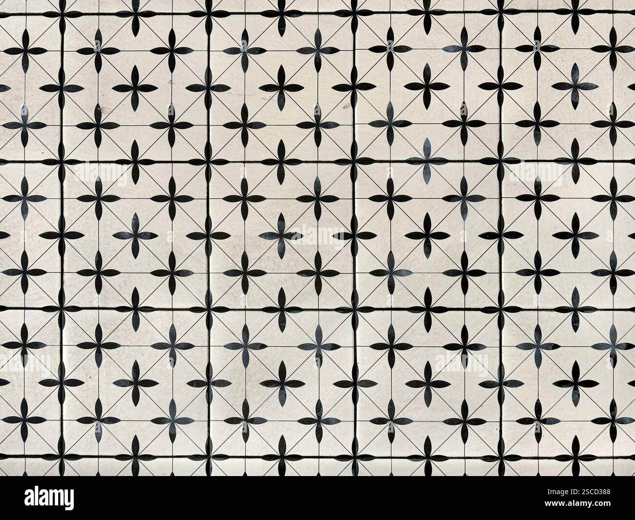 Random colonial heritage tiles black and white color, in plus and cross ...