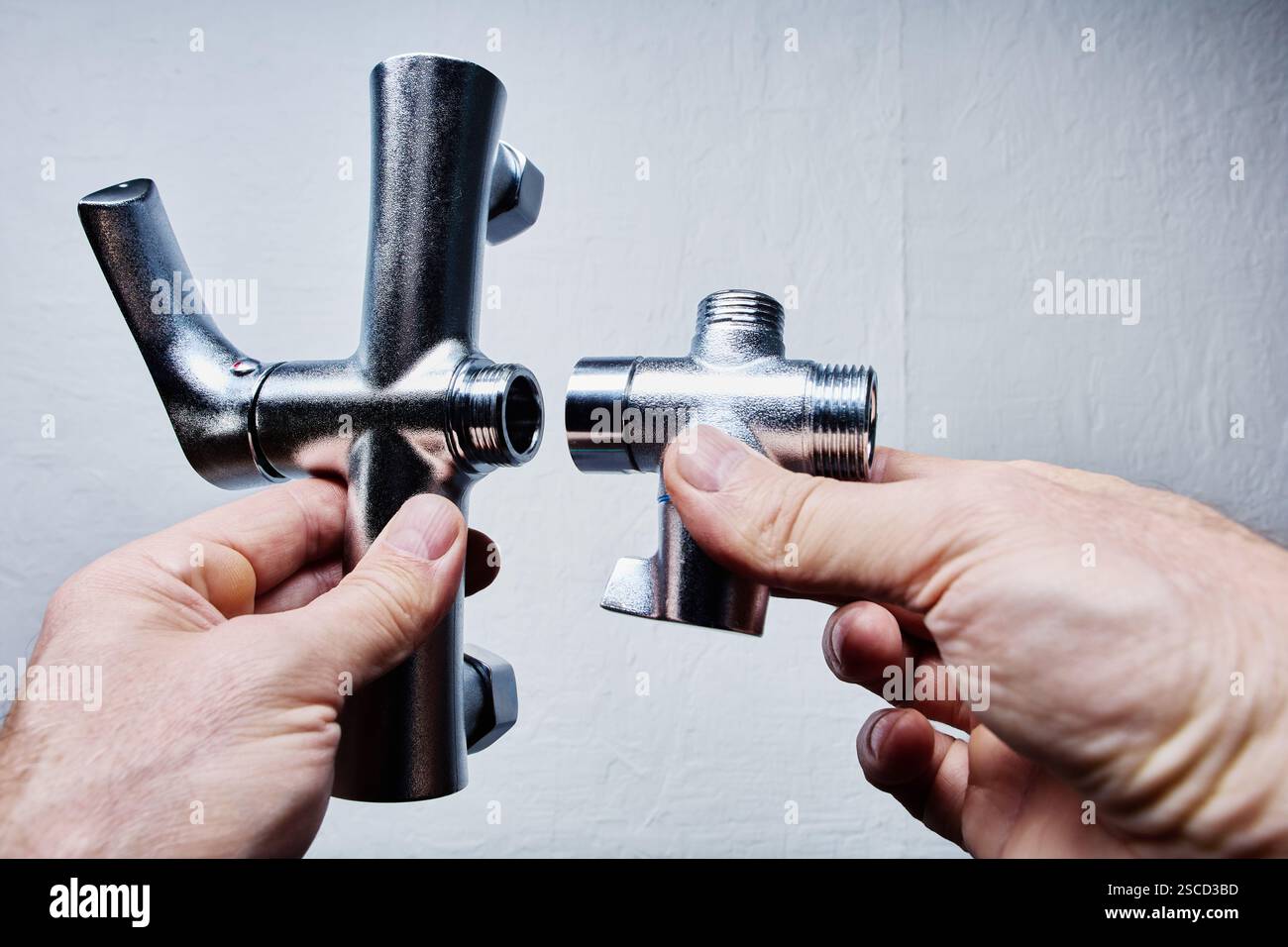 Assembling bathtub faucet combo, showing connection process for control ...