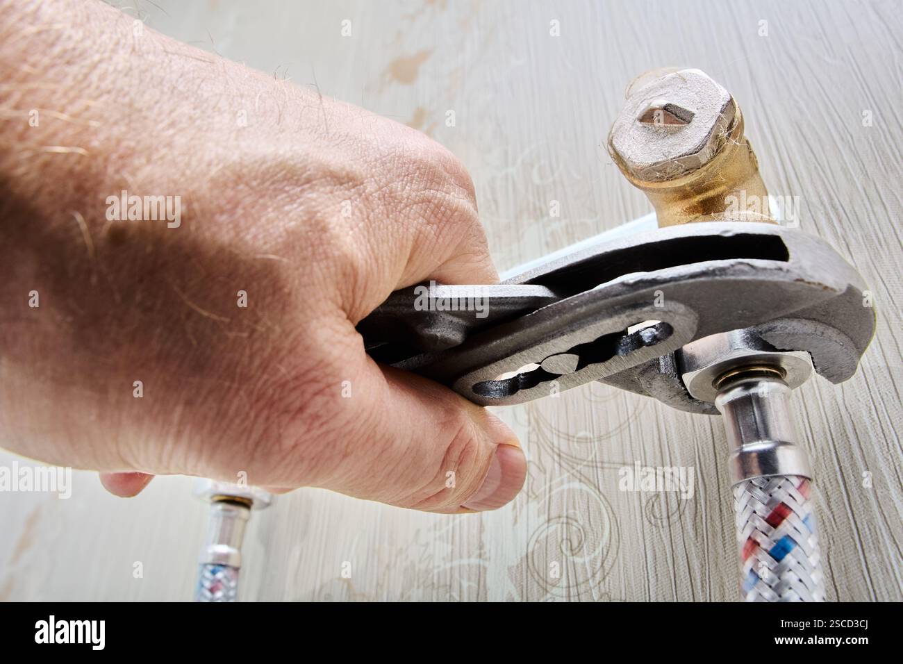 Tightening brass connectors with an adjustable pliers wrench ensures ...