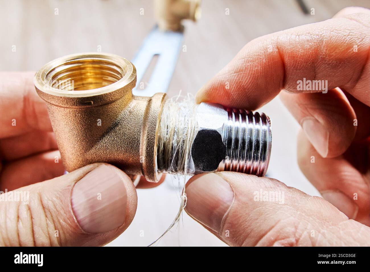 Before connecting stainless steel threaded nipple to brass pipe fitting ...