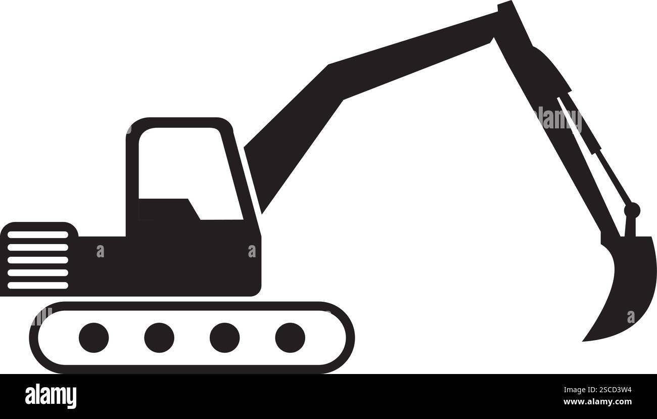 Excavator sign. Construction equipment signs and symbols Stock Vector ...