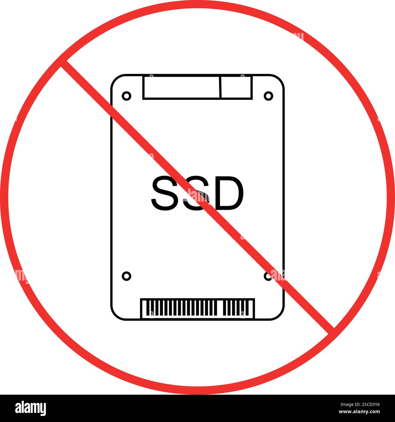 No ssd sign or solid state drive symbol. Storage disk prohibited ...