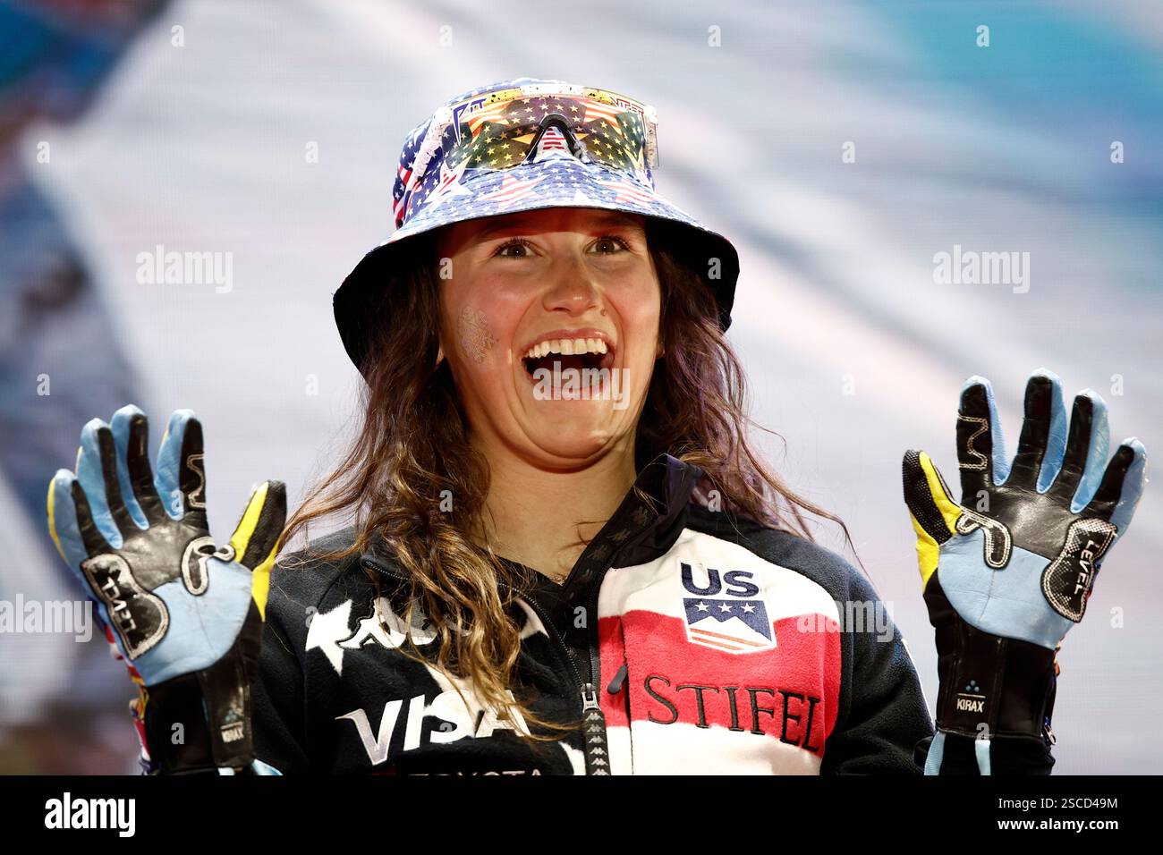 United States' Lauren Macuga celebrates moments before being given a ...