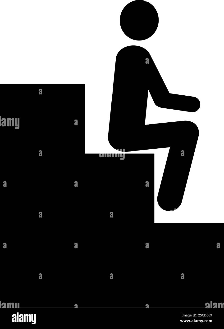 Person sitting on a stairs sign. Business signs and symbols Stock ...