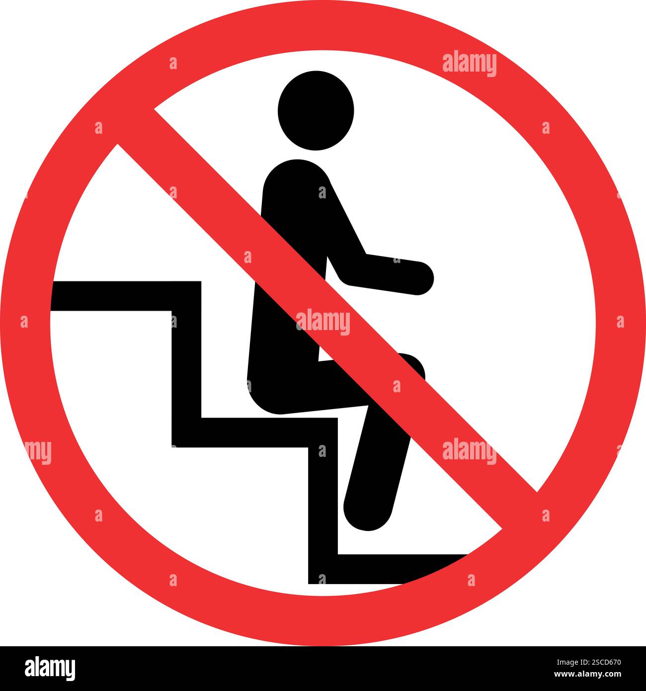 Prohibited sitting in escalator sign. Forbidden signs and symbols Stock ...