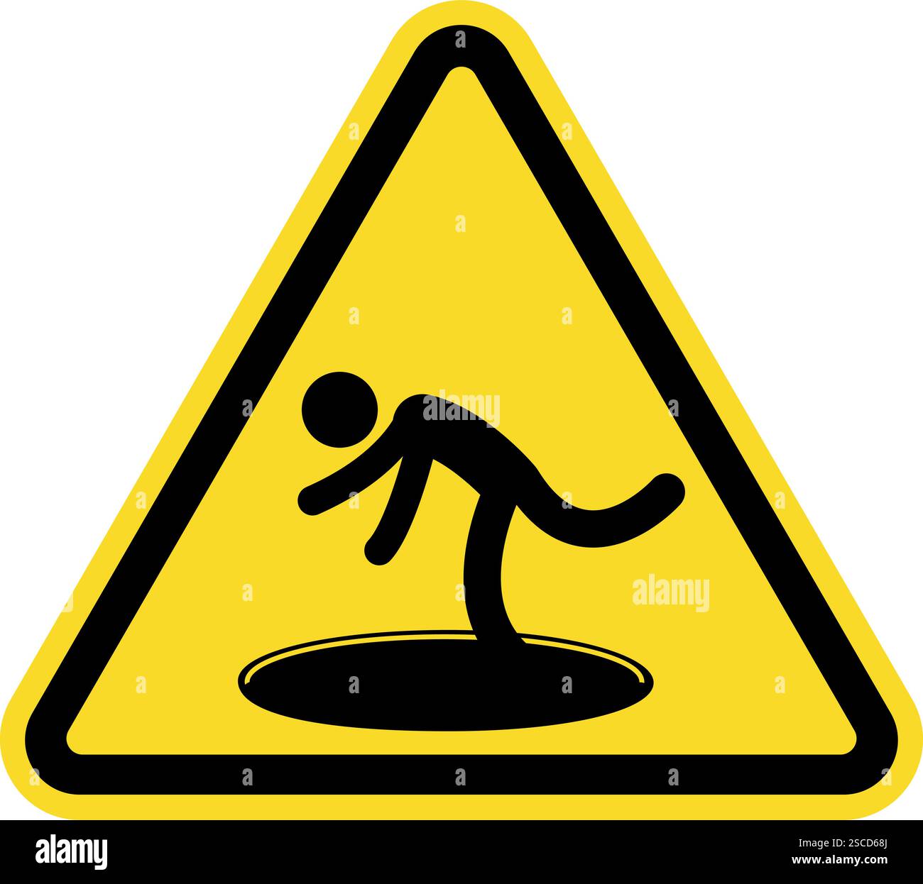 Open drains watch your step sign. Black on yellow background. Safety ...