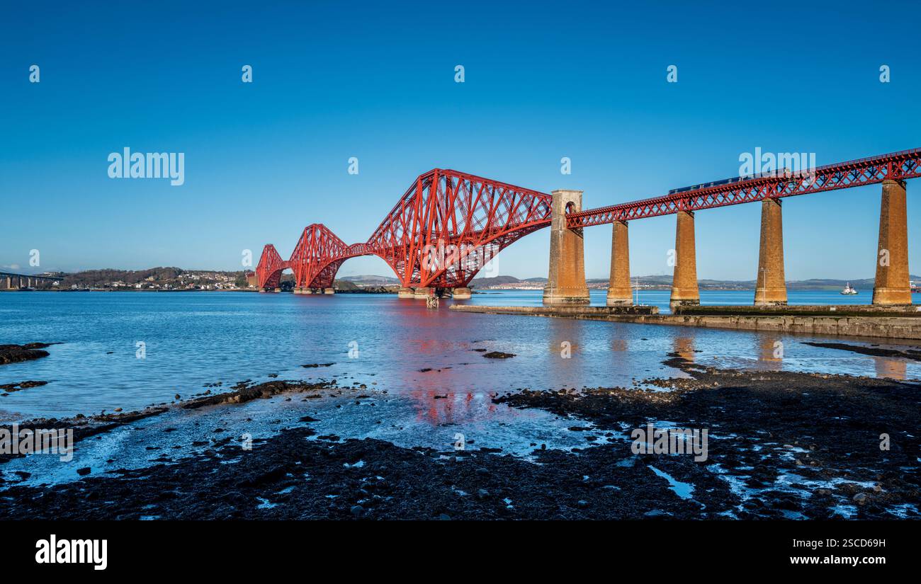 The Forth Rail Bridge at South Queensferry on the River Forth, Scotland ...