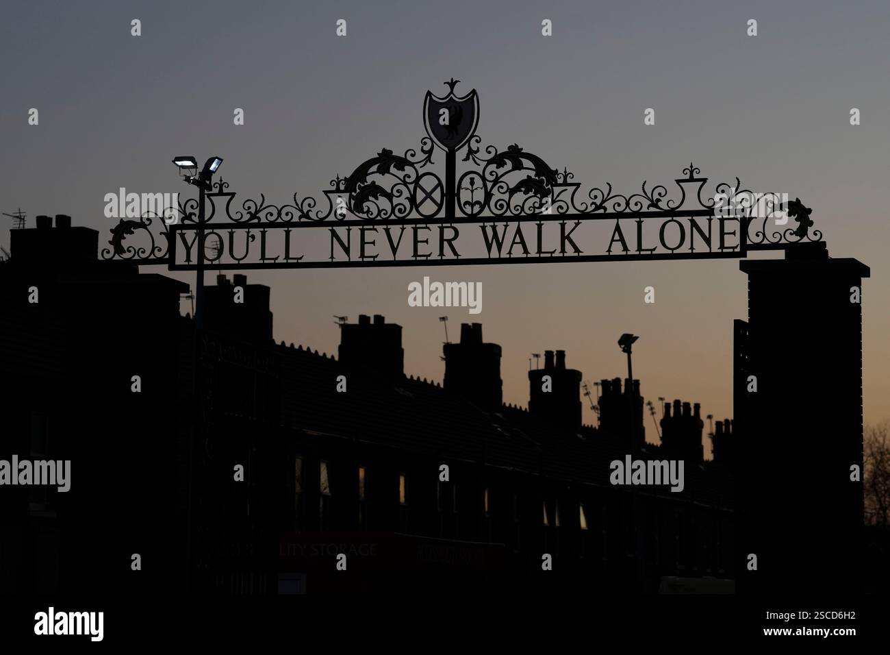 A view of the Shankly Gates outside Anfield Stadium in Liverpool ...