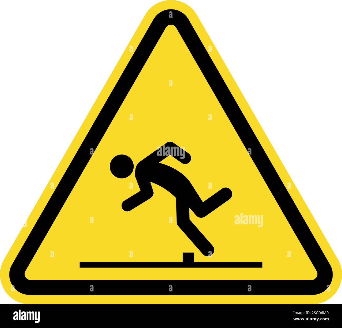 Floor level obstacle sign. Black on yellow background. Safety signs and ...