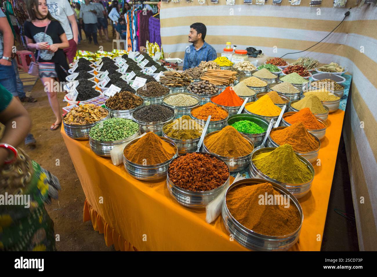 India, Goa, 11 March 2017. Sale of spices in the markets of Goa and ...