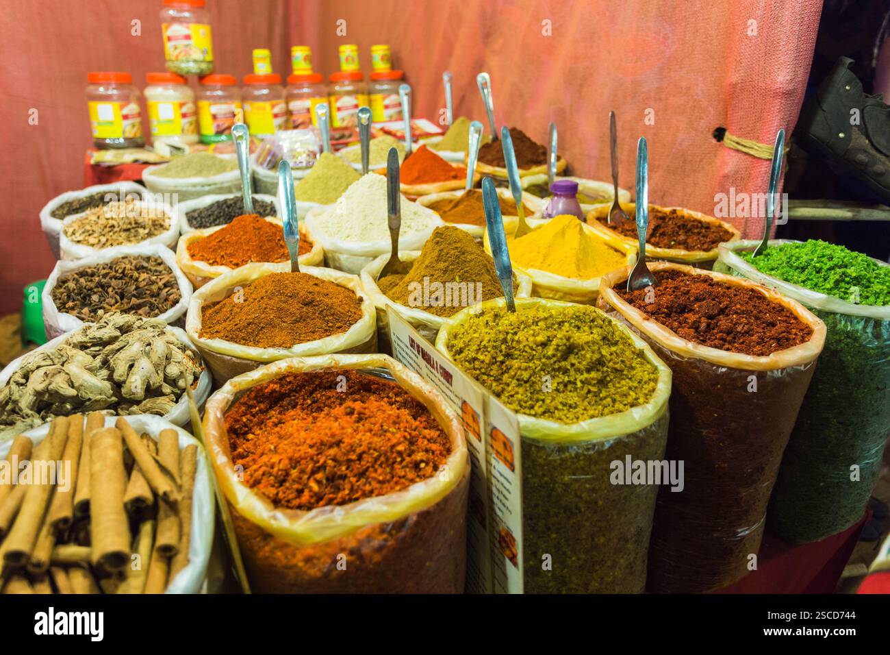 Sale of spices in the markets of Goa and other states of India Stock ...