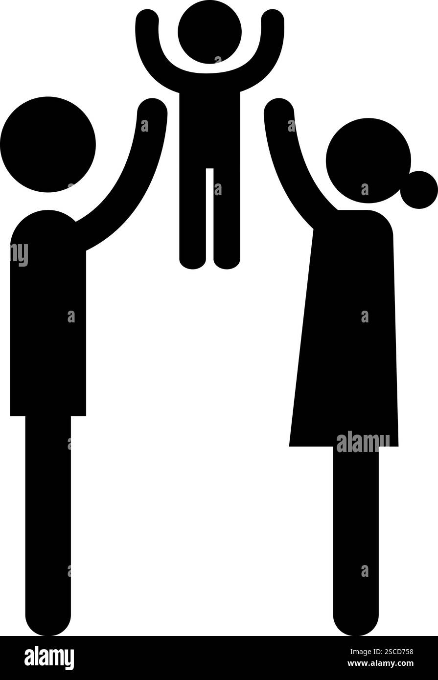 Father mother lifting child icon. Human signs and symbols Stock Vector ...