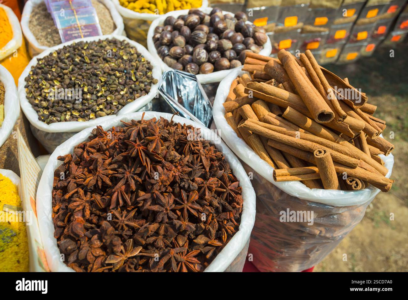 Sale of spices in the markets of Goa and other states of India Stock ...