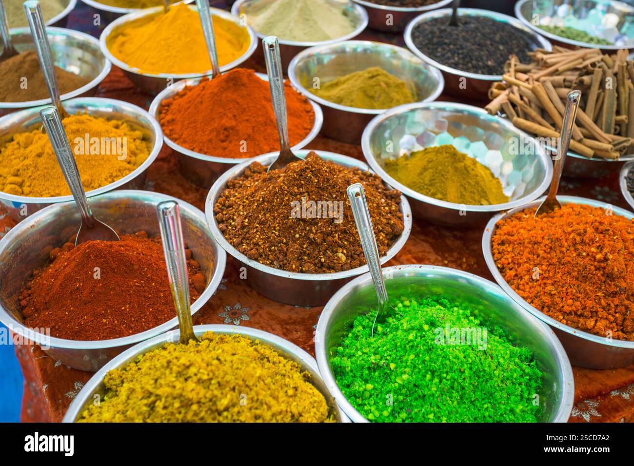 Sale of spices in the markets of Goa and other states of India Stock ...