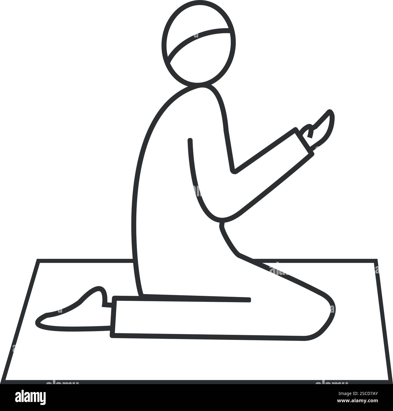 Muslim prayer icon. Man perform salah in a mat. Islamic signs and ...