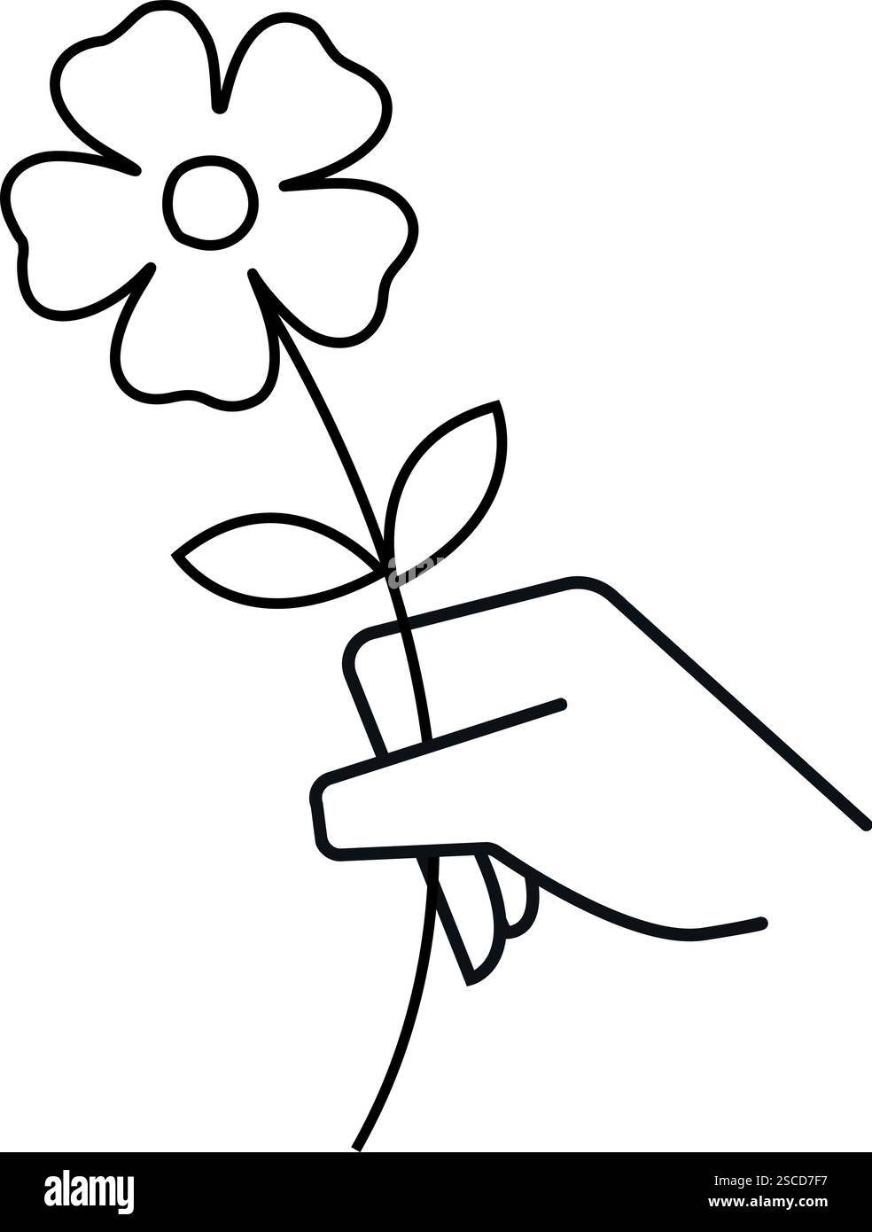 Hand holding flower icon sign. Doodle signs and symbols Stock Vector ...