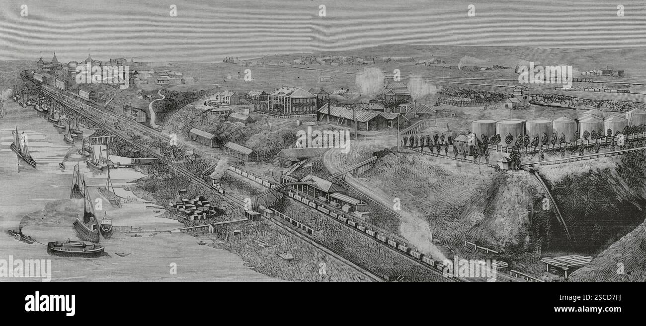 Tsaritsyn (present-day Volgograd), Russia. General view of the port and ...