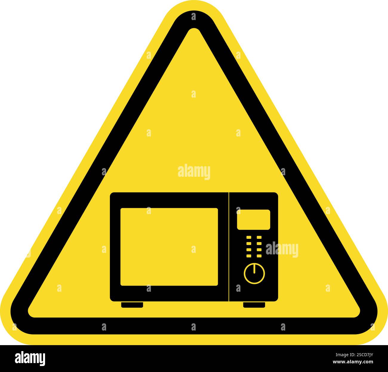 Warning microwave oven sign. Black on yellow background. Safety signs ...