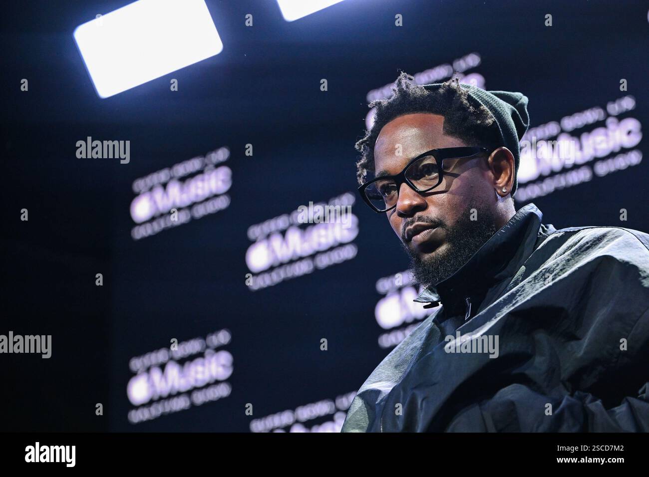 New Orleans, USA. 06th Feb, 2025. Kendrick Lamar poses for photos ...