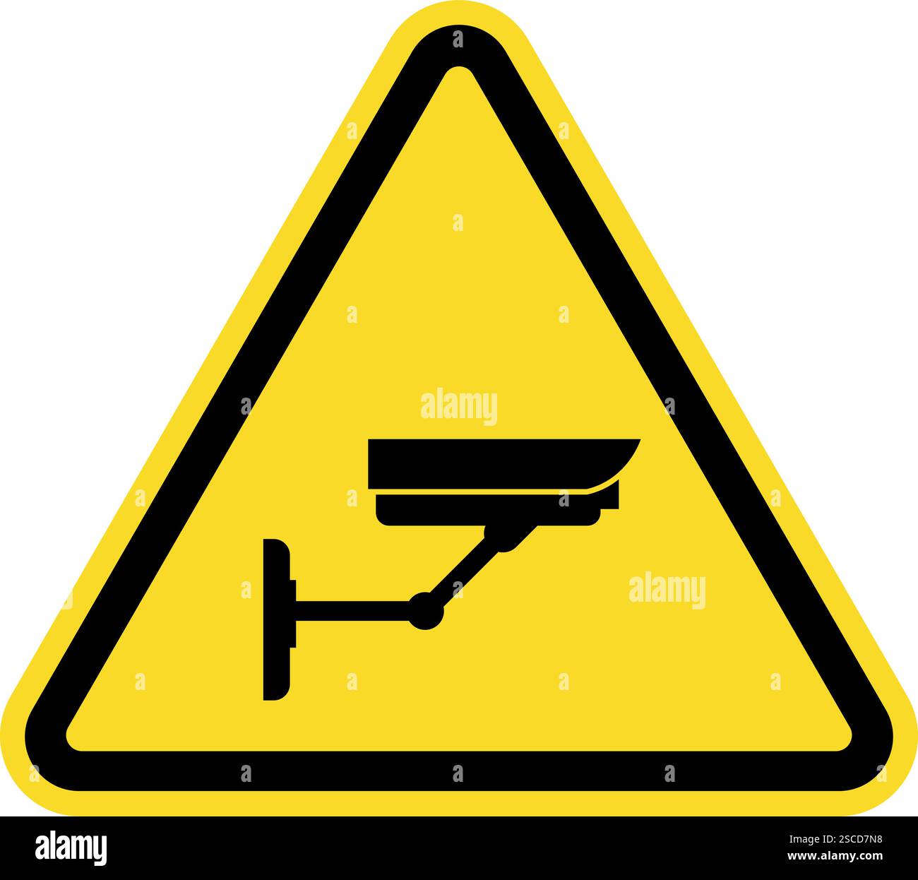 Warning cctv under surveillance sign. Black on yellow background ...