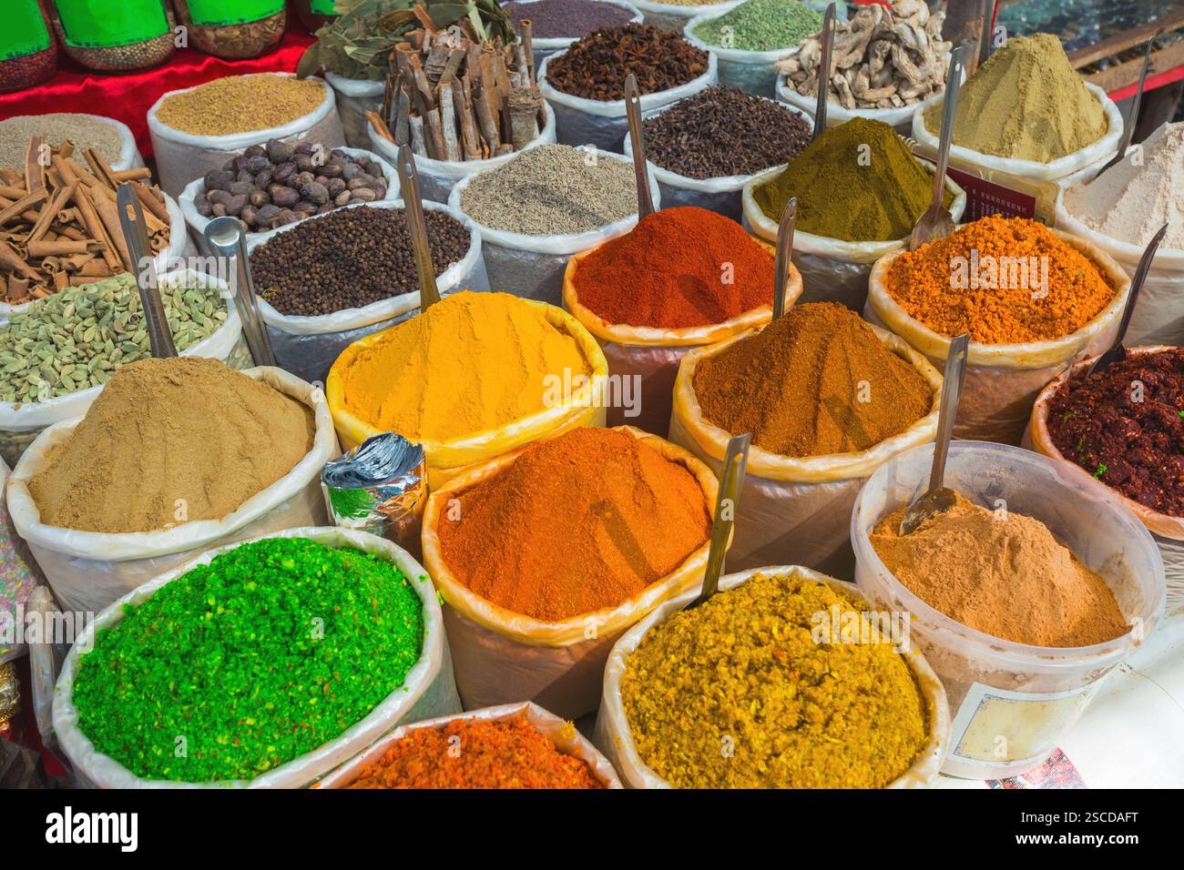 Sale of spices in the markets of Goa and other states of India Stock ...