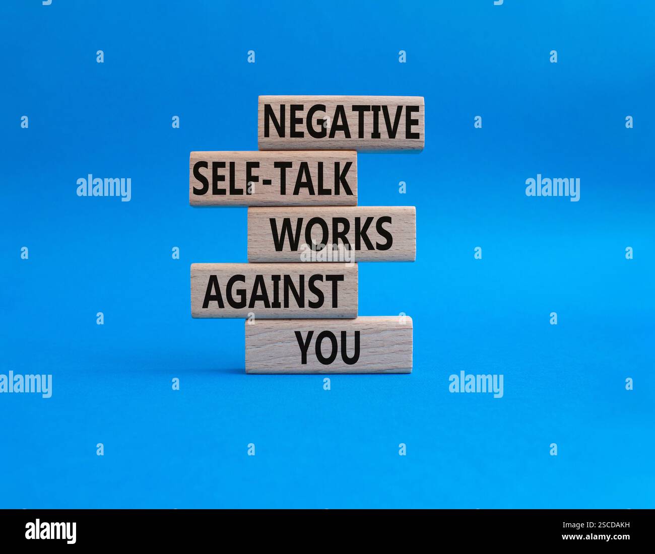 Negative self-talk works against you symbol. Concept words Negative ...