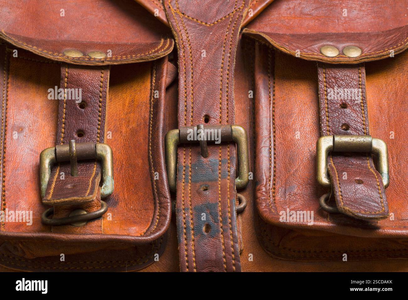 The old bag in leather buffalo with locks closeup Stock Photo - Alamy
