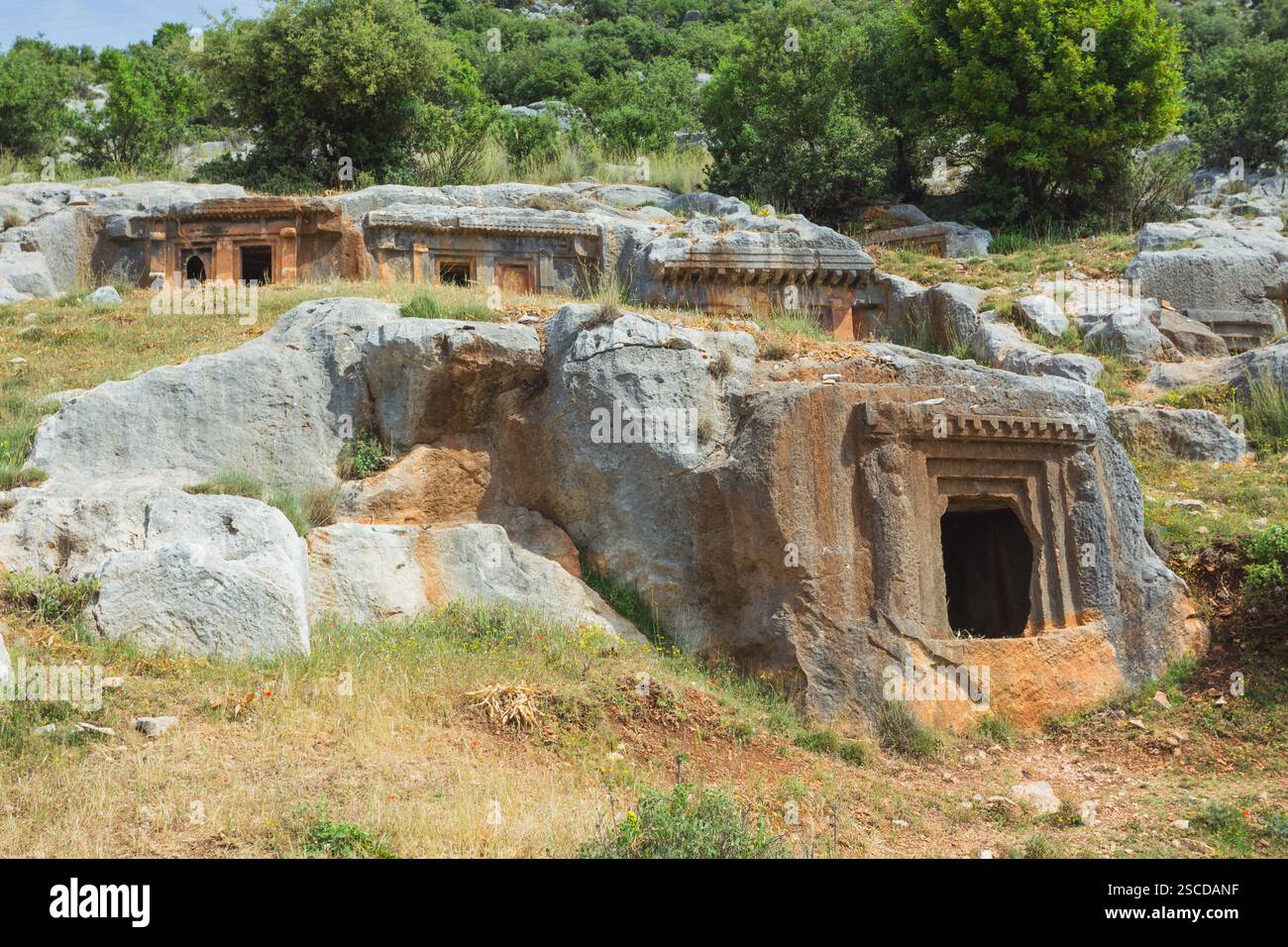 Ancient antique burial in the rocks in Demre. Turkey Stock Photo - Alamy