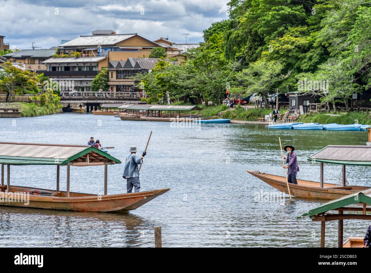 Kyoto, Japan - 05.07.2024: Traditional Japanese boat ride on Katsura ...