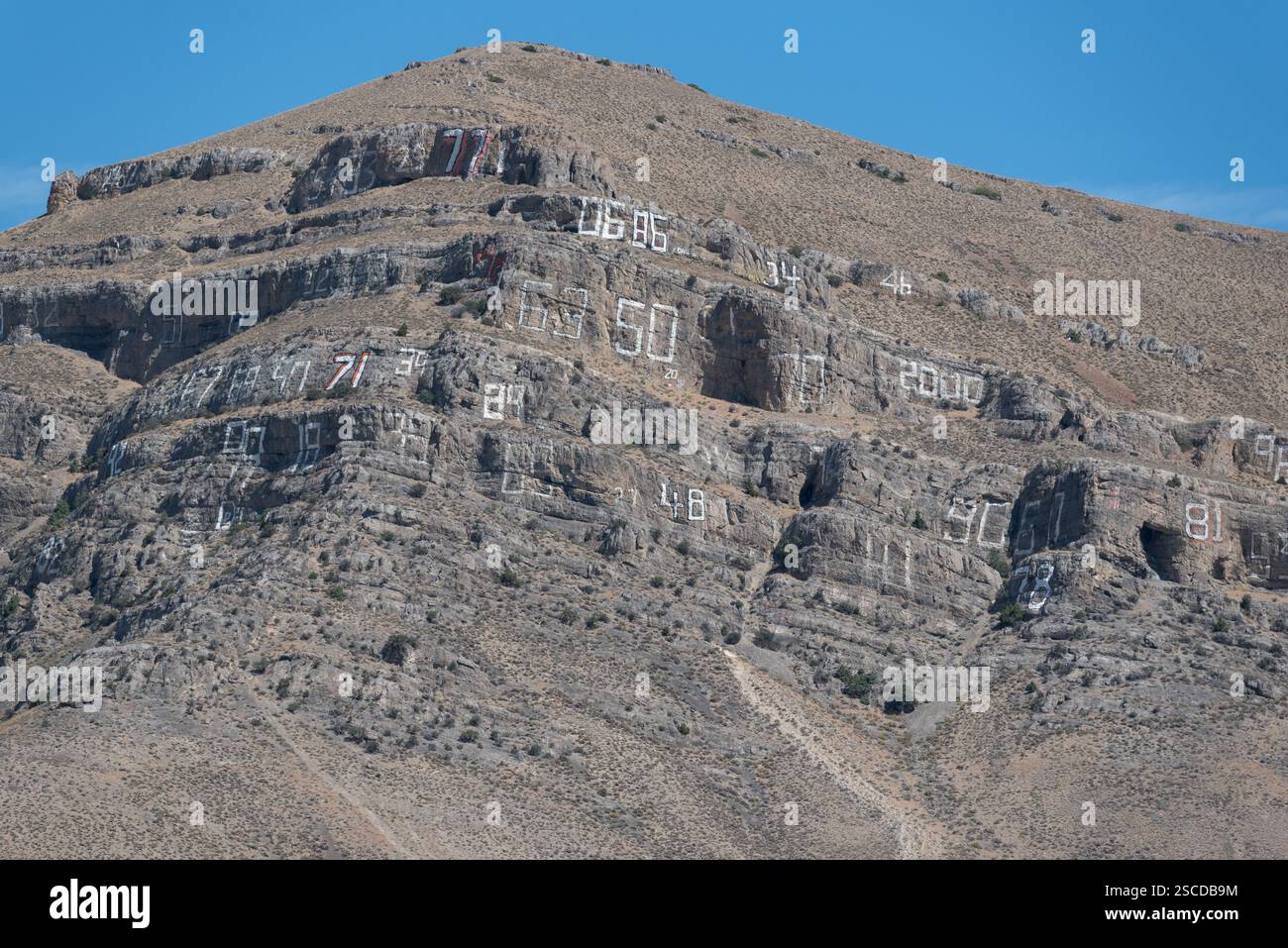Graduating class years on the "Number Hill" in Arco, Idaho Stock Photo ...