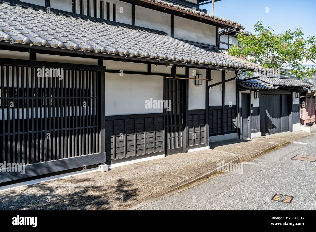 Medieval traditional Japanese architecture. Facade of a house with ...