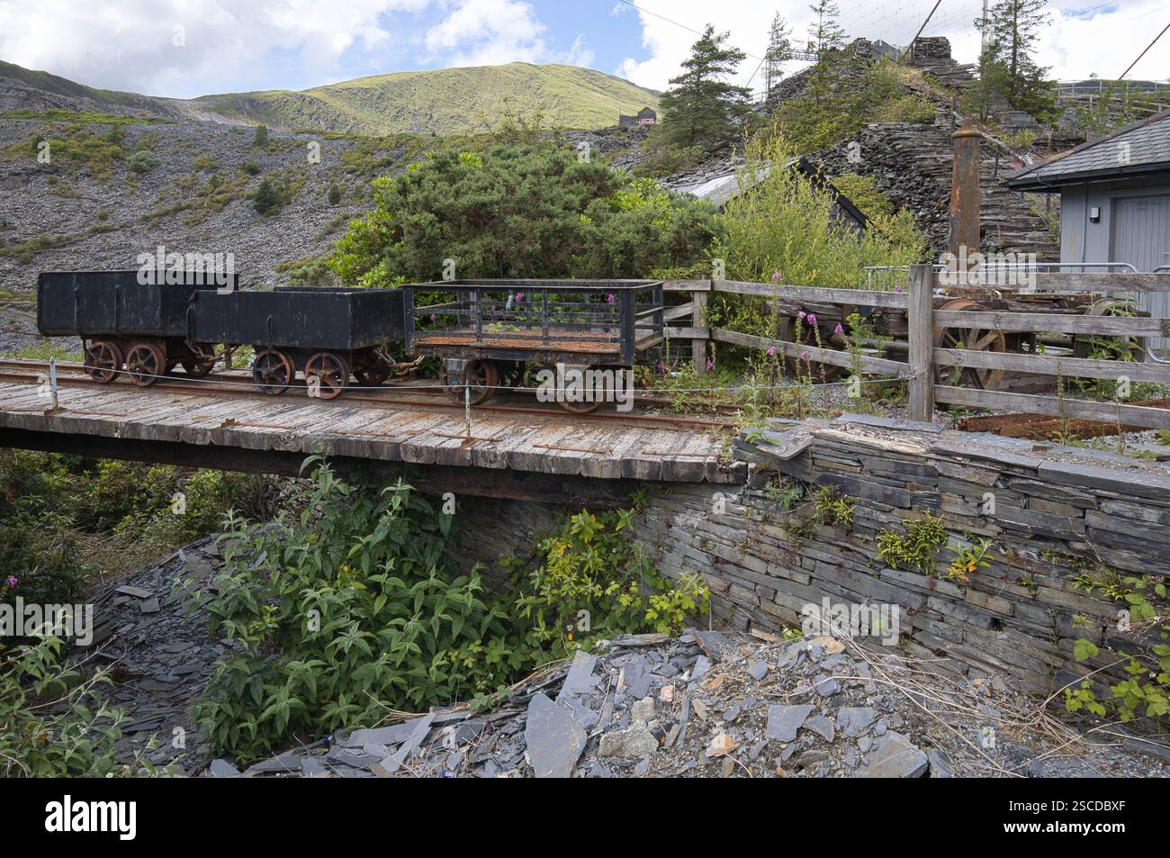 Wales, Gwynedd, Llechwedd - July 08, 2024: Historical narrow-gauge ...
