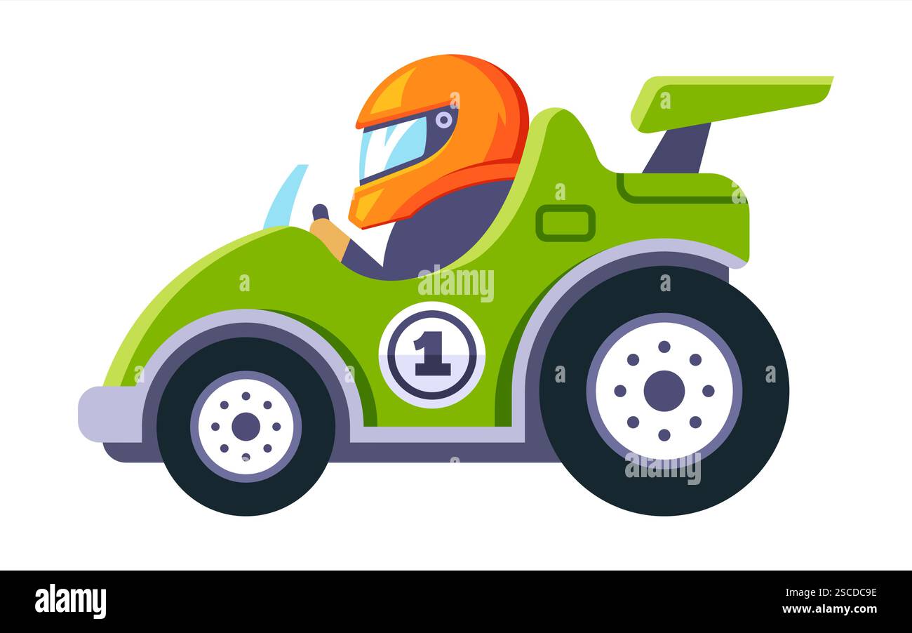 green racing car with a driver in a helmet. to organize a racing ...