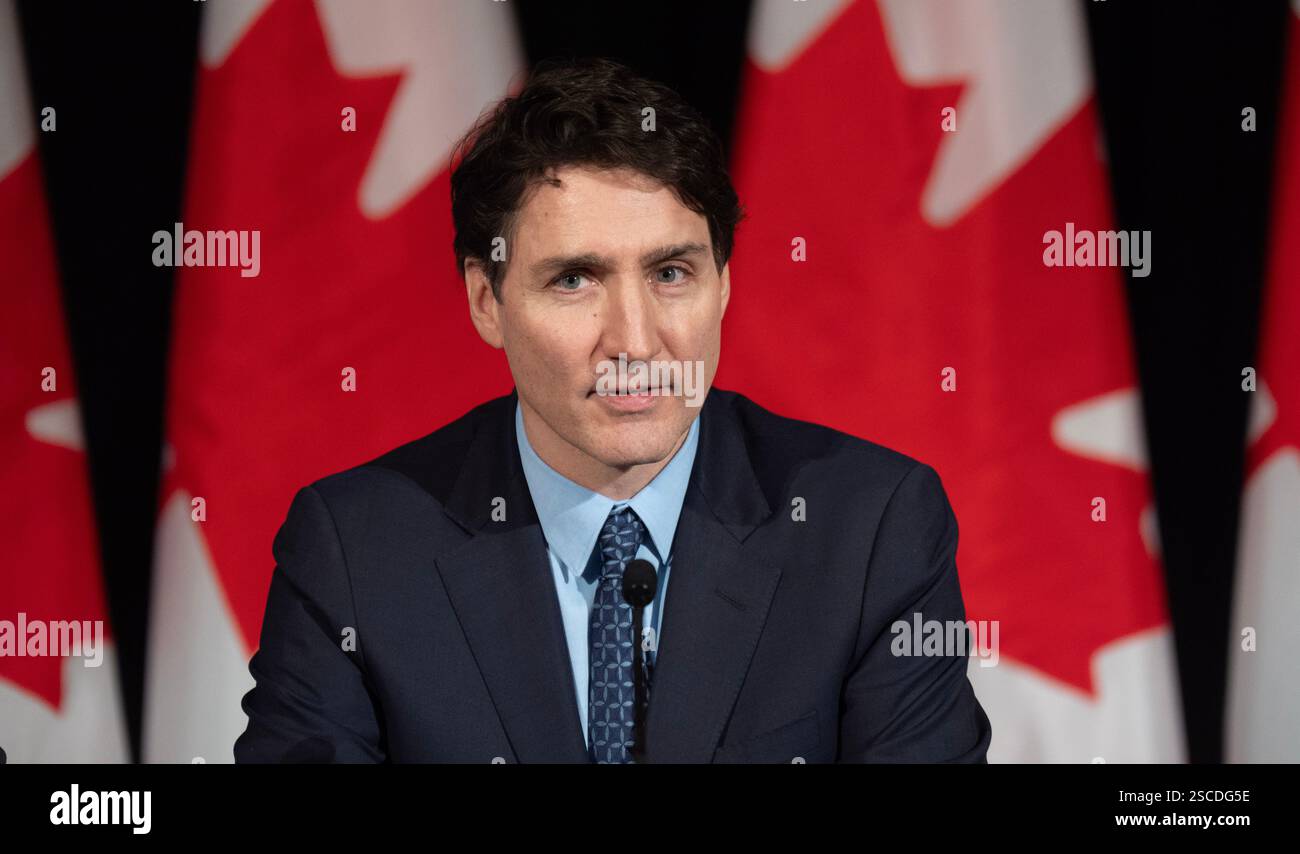 Ottawa, Canada. 06th Feb, 2025. Prime Minister Justin Trudeau speaks to ...