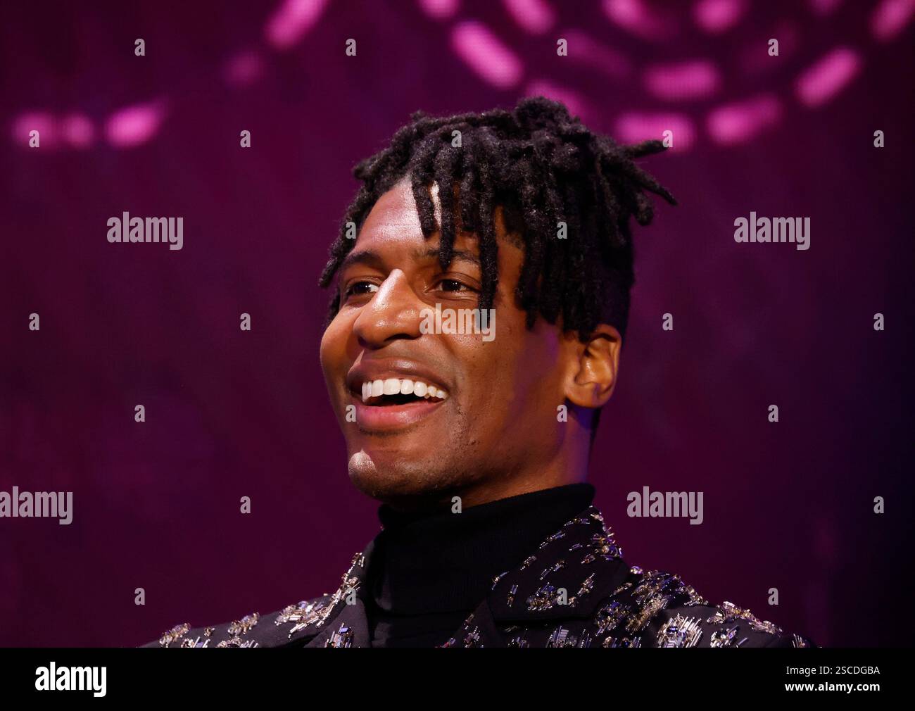 New Orleans, United States. 06th Feb, 2025. Jon Batiste speaks at the ...