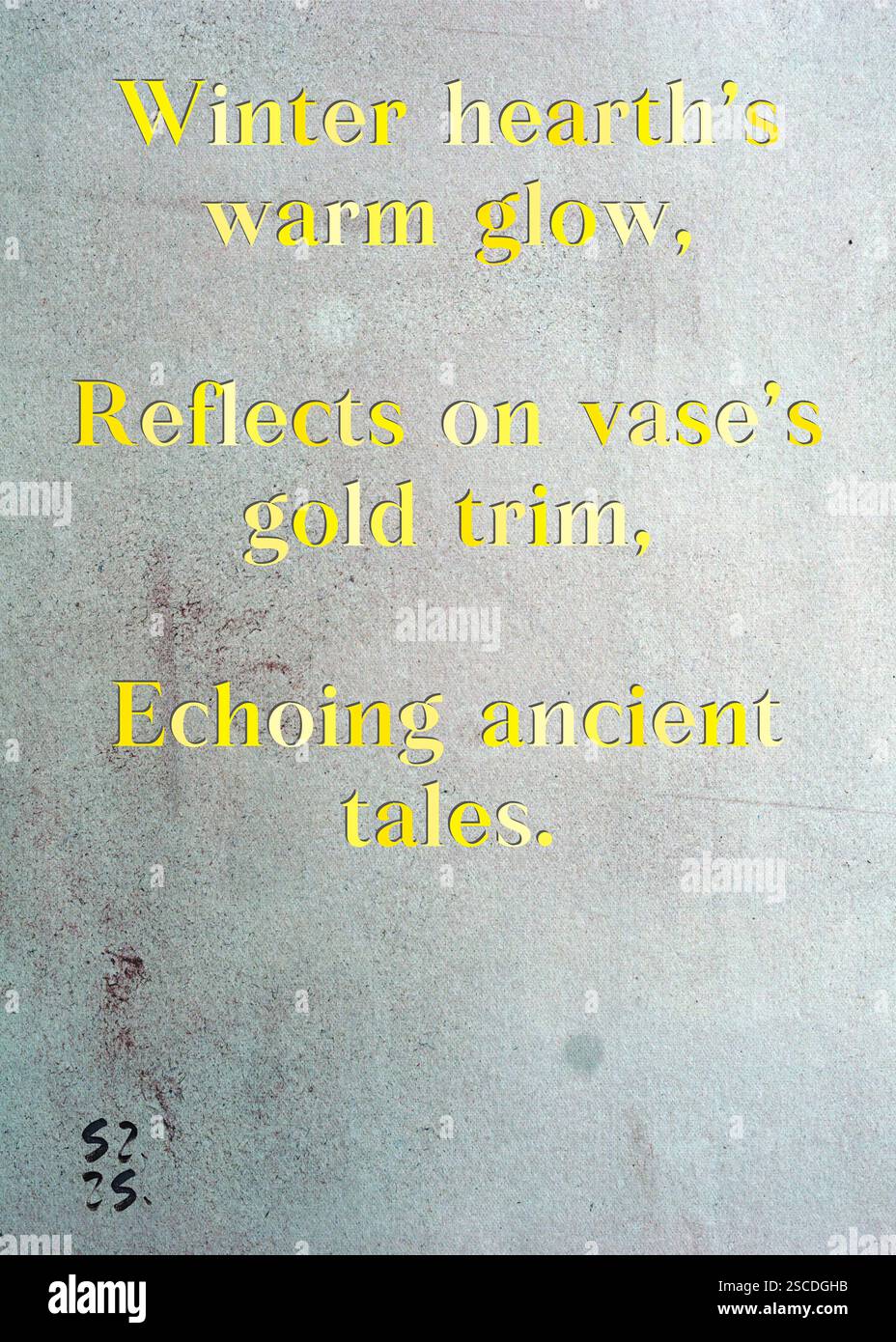 Winter hearth's warm glow, Reflects on vase's gold trim, Echoing ...