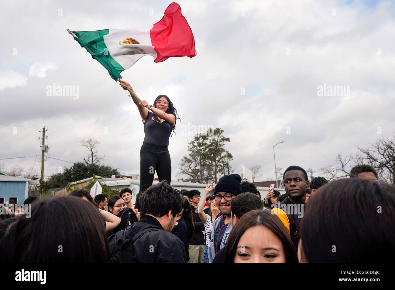Students stage a walkout at Sam Houston Math, Science, and Technology ...