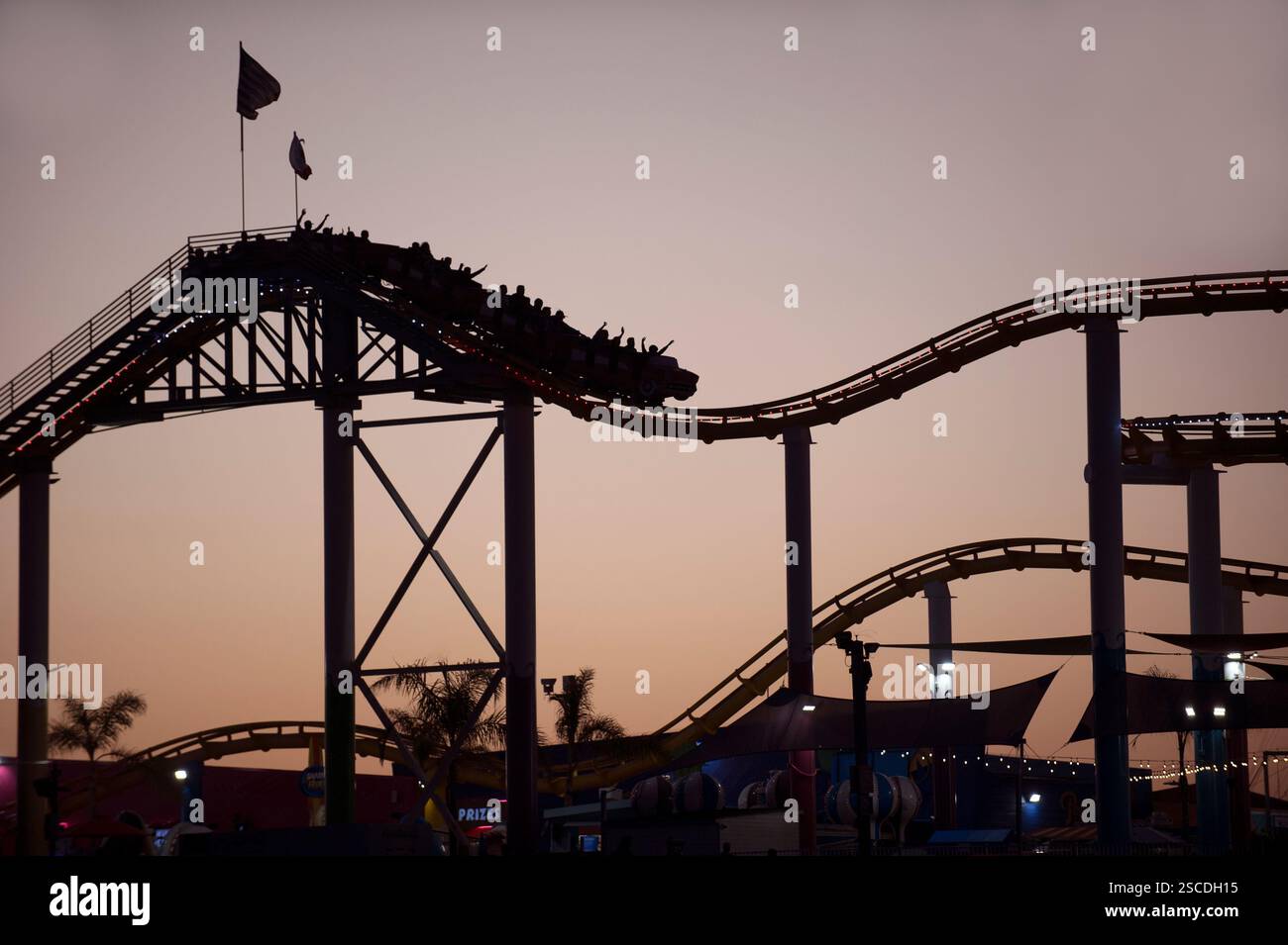 Pier, roller coaster, Santa Monica, Los Angeles, California, USA Stock ...