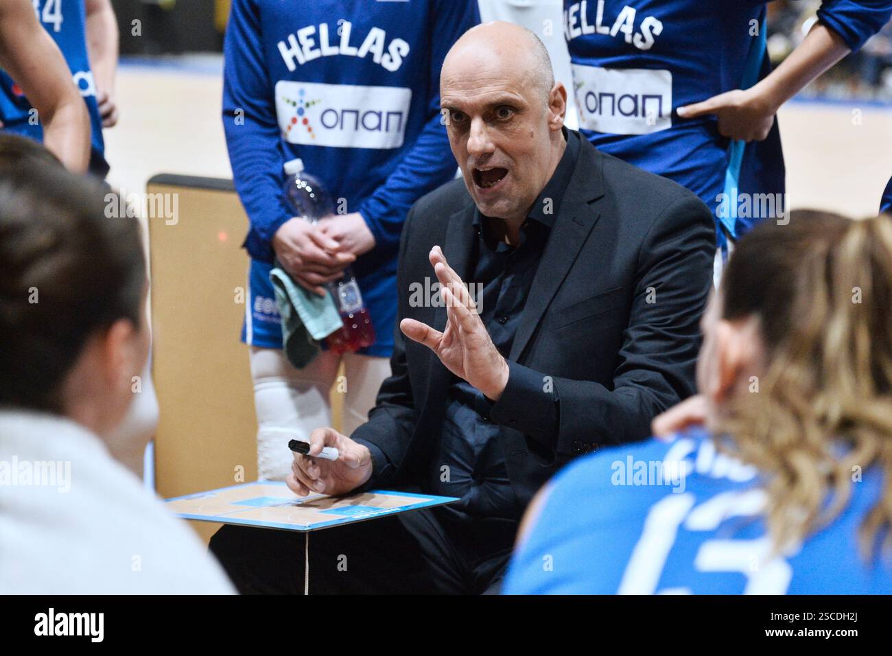 Brno, Czech Republic. 06th Feb, 2025. Head coach of Greece team Petros ...