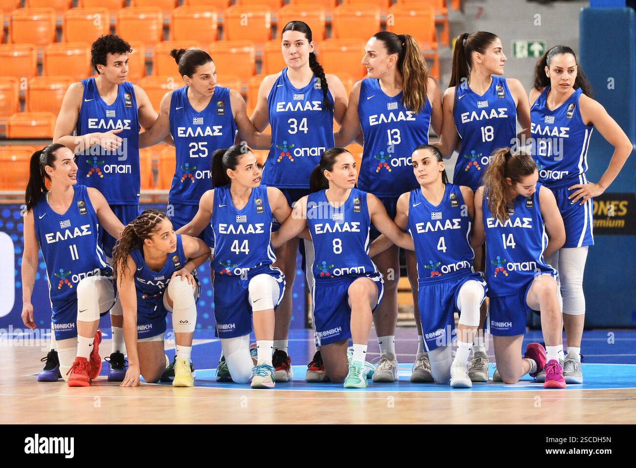 Greek team pose prior to the Women's Basketball European Championship ...